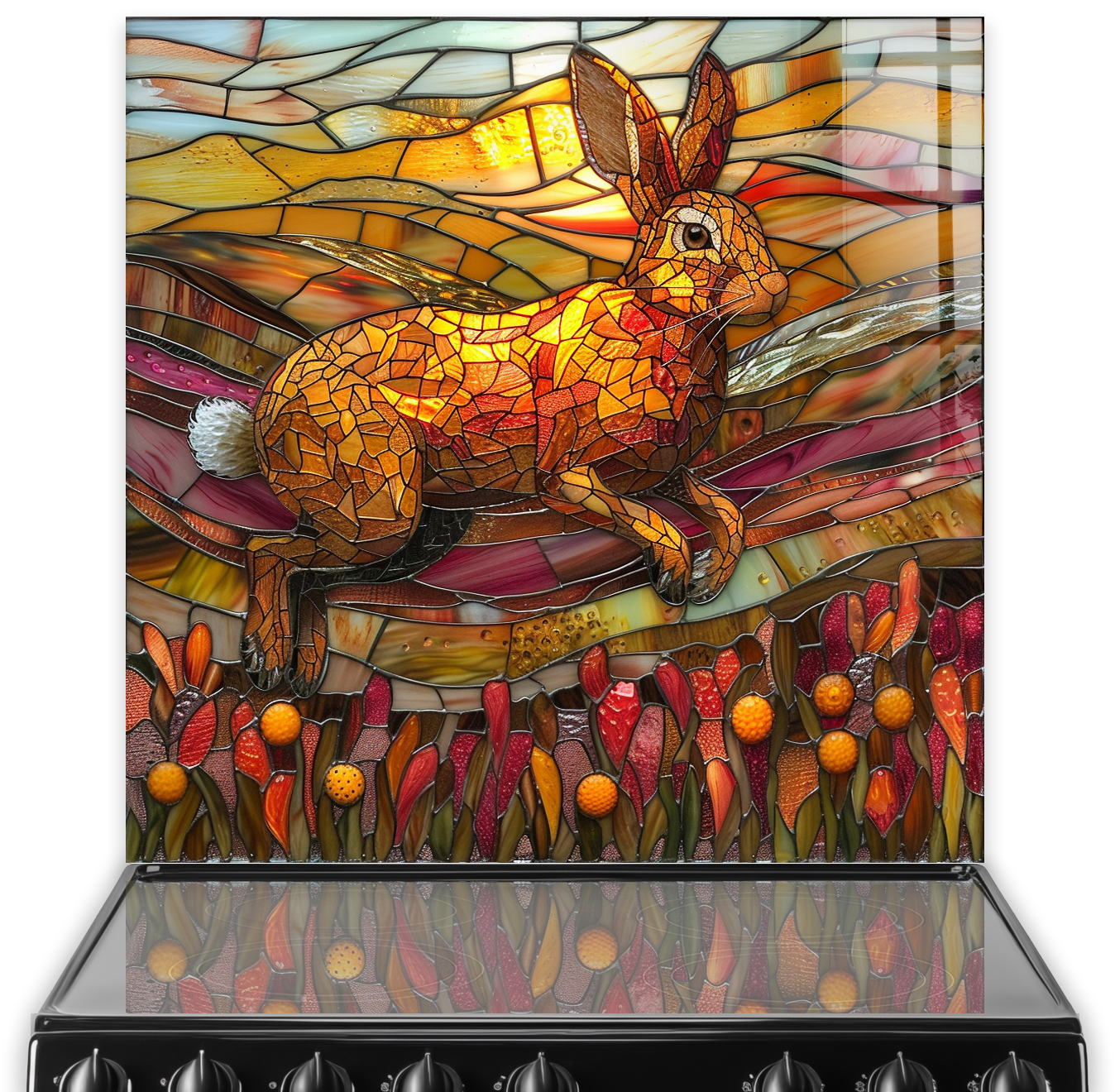 Countryside Hare Mosaic Printed Splashback | VividSplashbacks