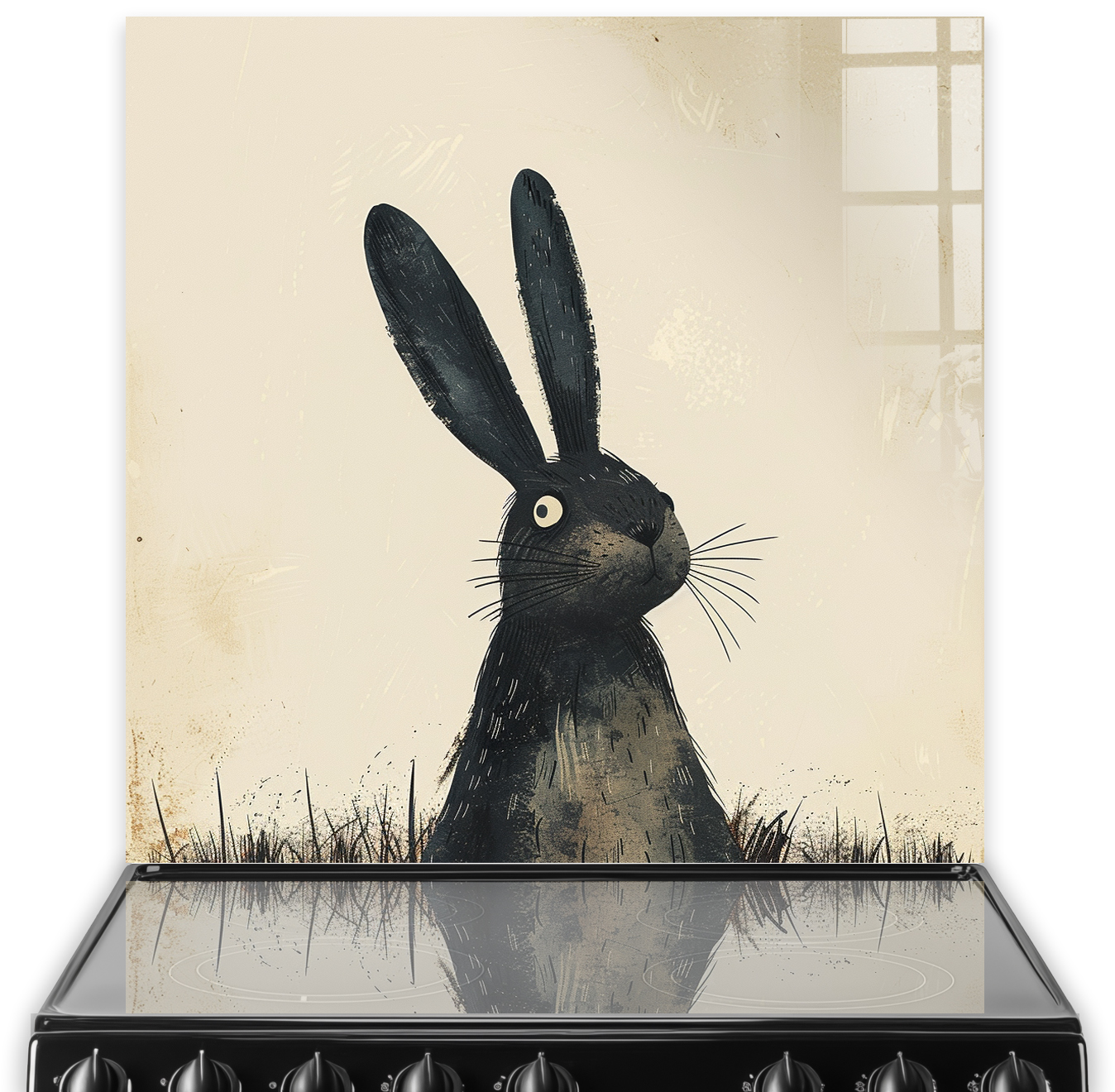 Enigmatic Hare Illustration Printed Splashback | VividSplashbacks