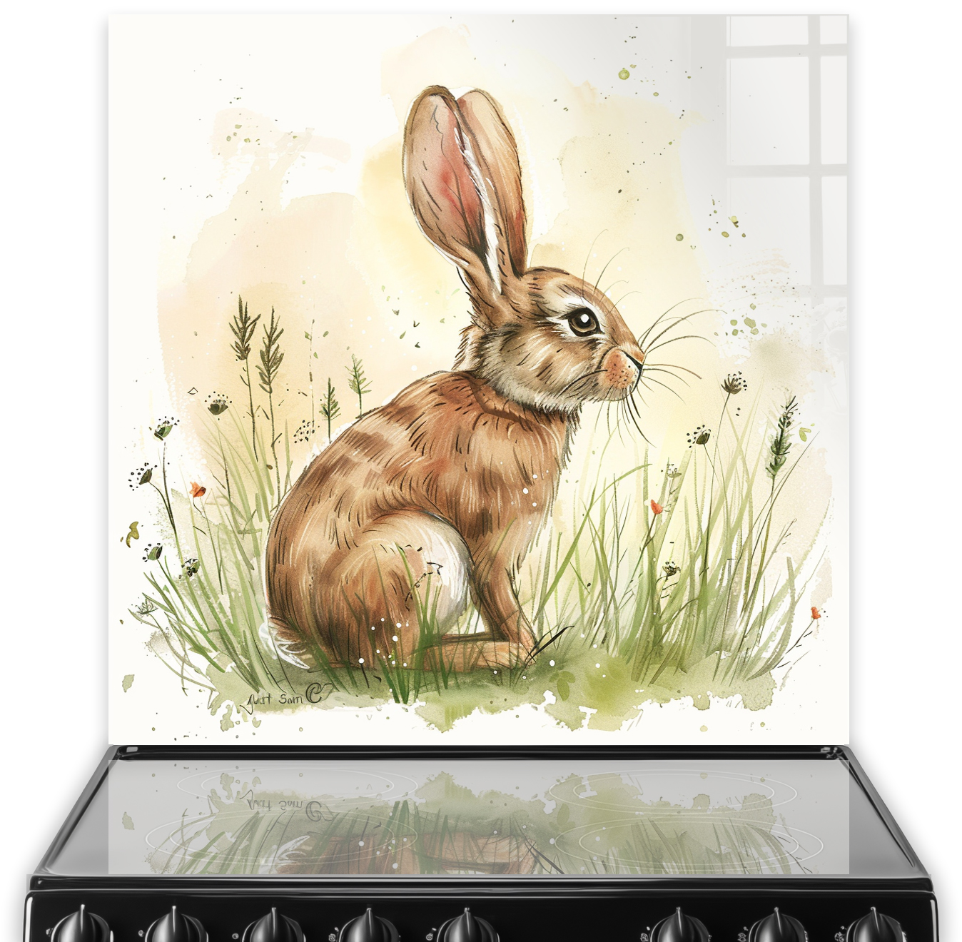 Watercolour Hare Printed Splashback | VividSplashbacks