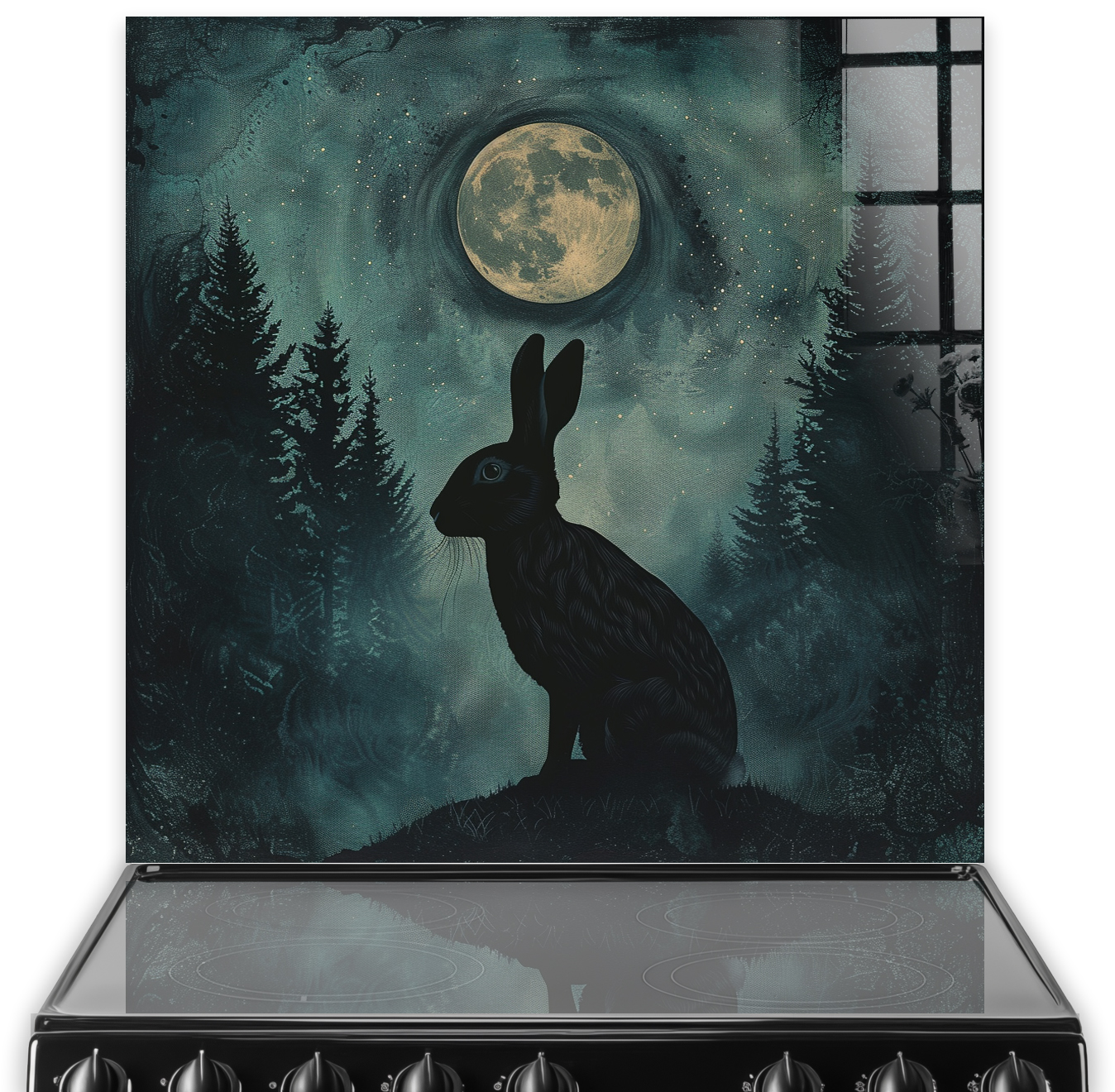 Mystical Moonlit Hare Printed Splashback | VividSplashbacks