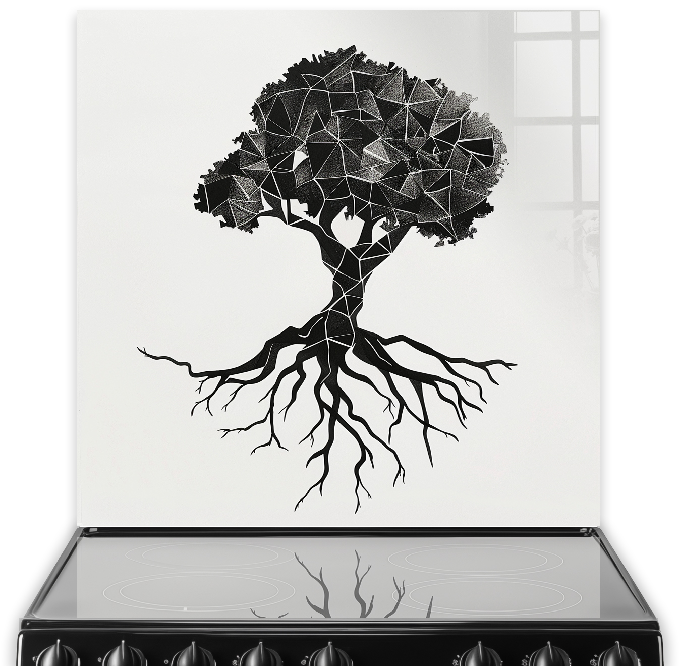 Geometric Tree Artwork Printed Splashback | VividSplashbacks