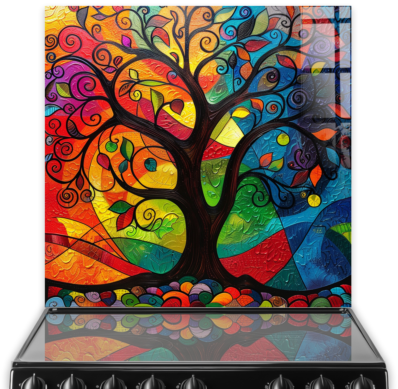Stained Glass Tree Printed Splashback | VividSplashbacks
