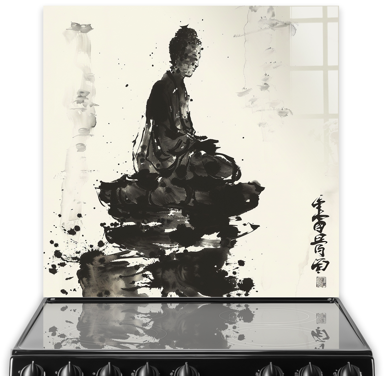 Zen Buddha Ink Wash Printed Splashback | VividSplashbacks