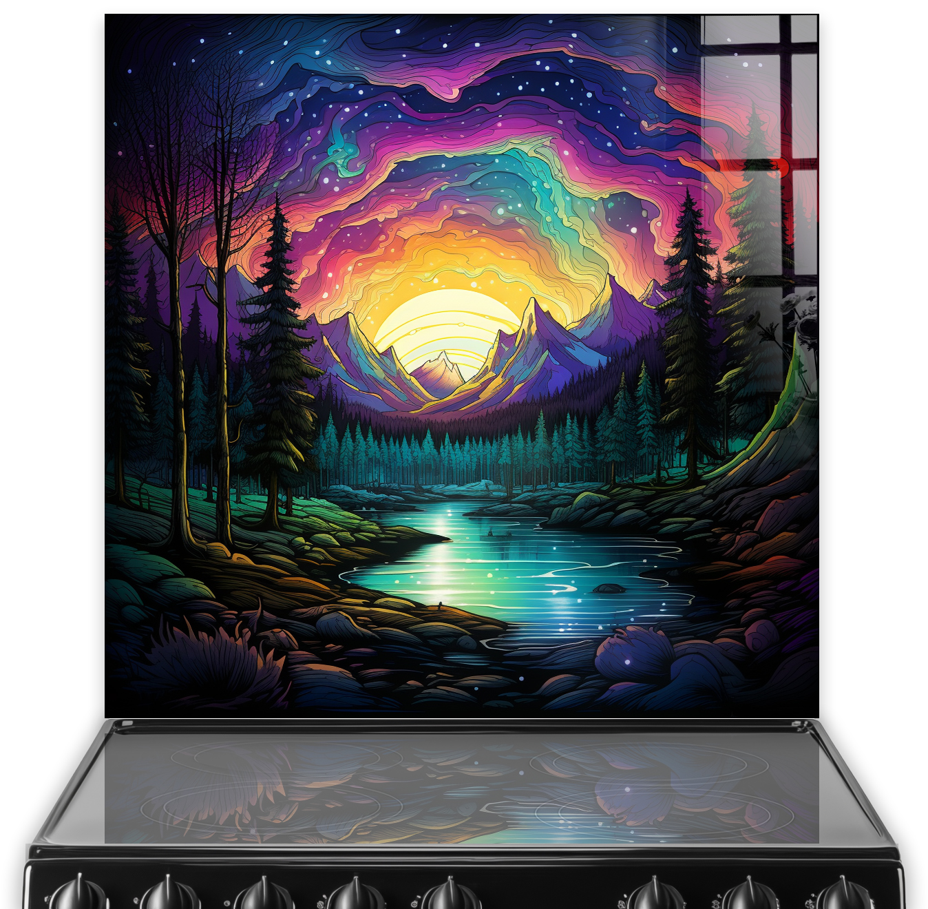 Psychedelic Aurora Artistry Printed Splashback | VividSplashbacks