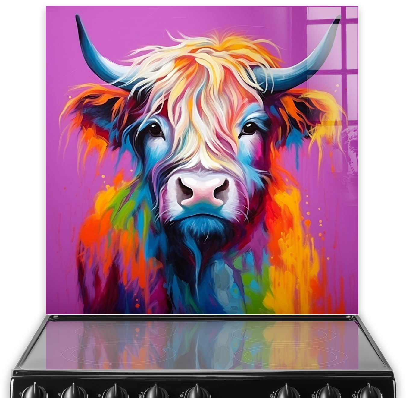 Highland Hues Cow Art Printed Splashback | VividSplashbacks