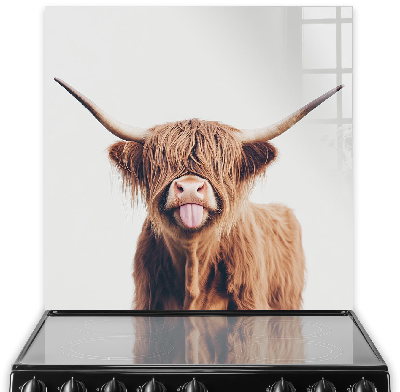 Quirky Highland Coo Printed Splashback | VividSplashbacks