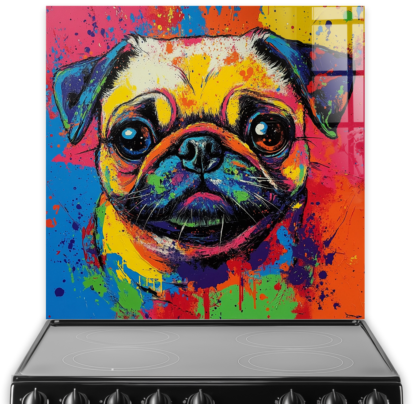 Vibrant Puggy Art Printed Splashback | VividSplashbacks