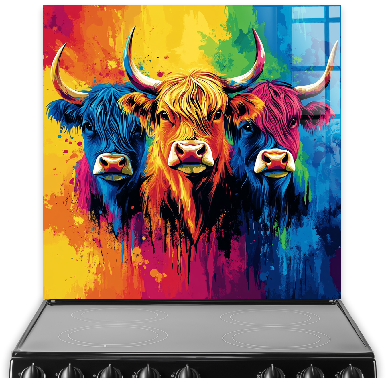 Colourful Highland Herd Printed Splashback | VividSplashbacks