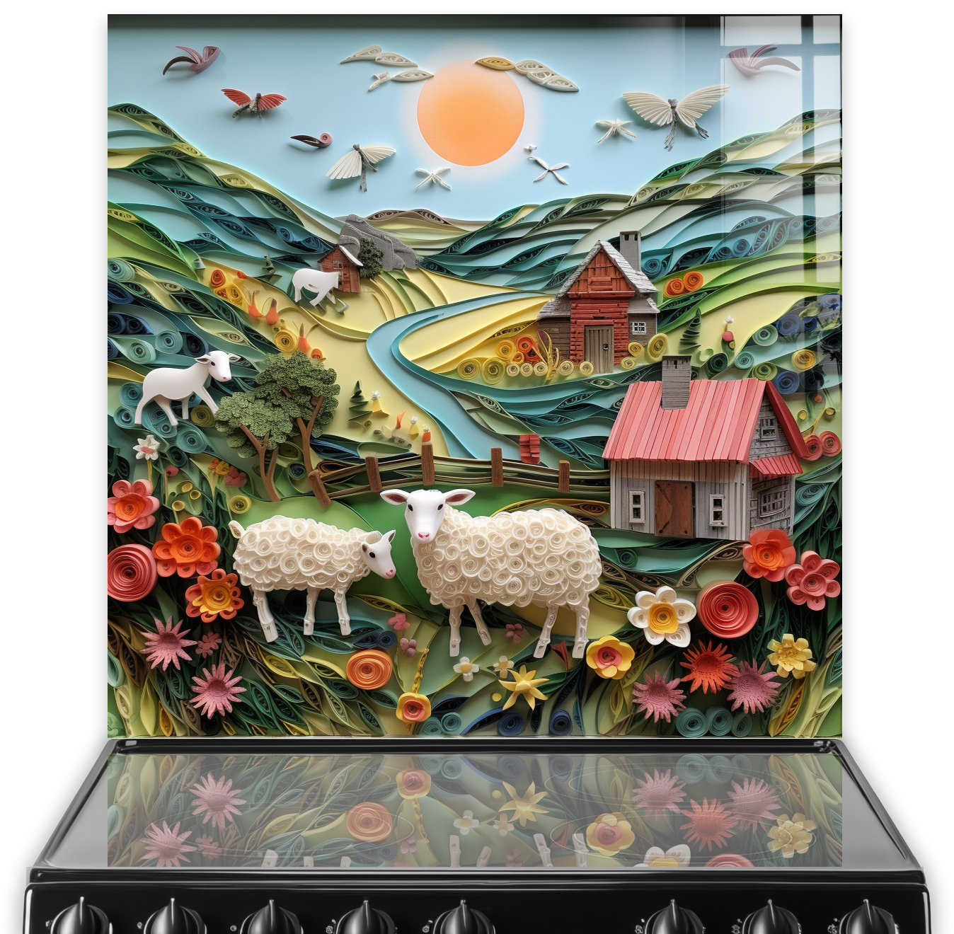 Quilled Farmyard Scene Printed Splashback | VividSplashbacks