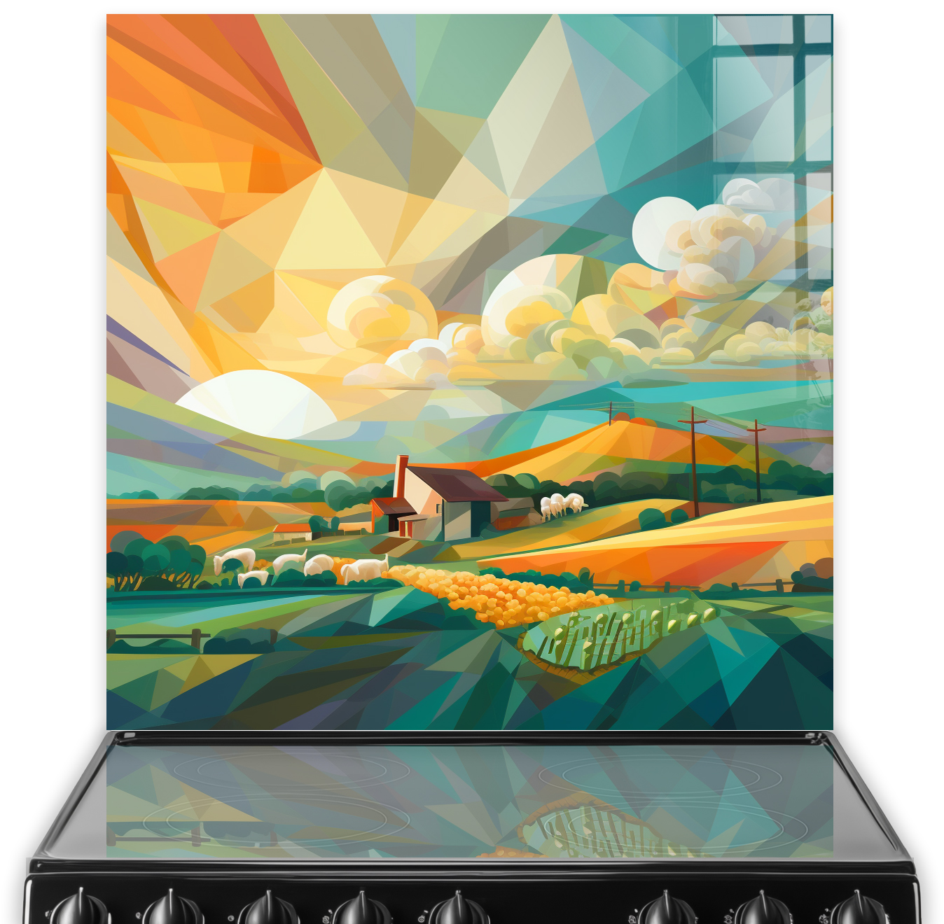 Cubist Farm Charm Printed Splashback | VividSplashbacks